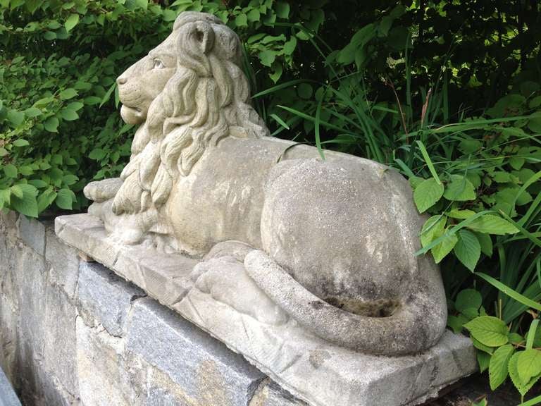 Regal Estate-Sized Cast Stone Lion at 1stDibs