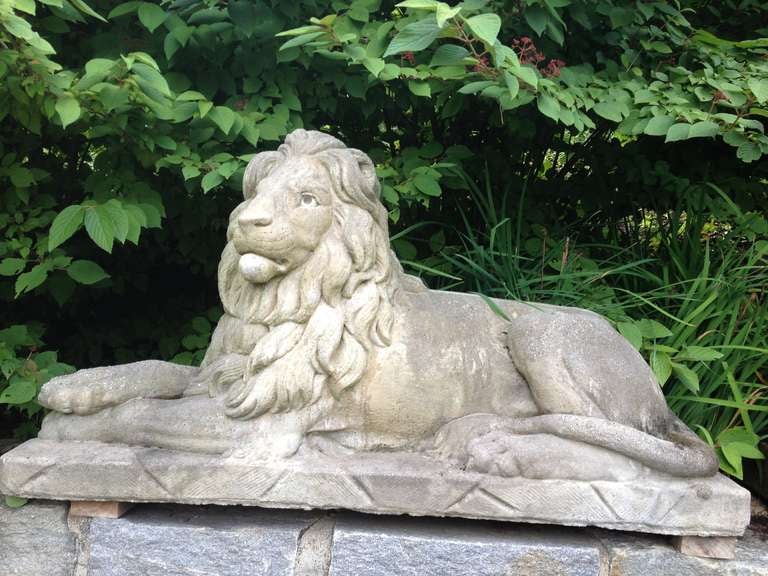 Regal Estate-Sized Cast Stone Lion at 1stDibs