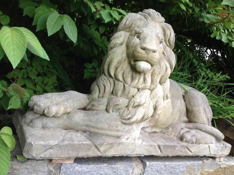 Regal Estate-Sized Cast Stone Lion at 1stDibs