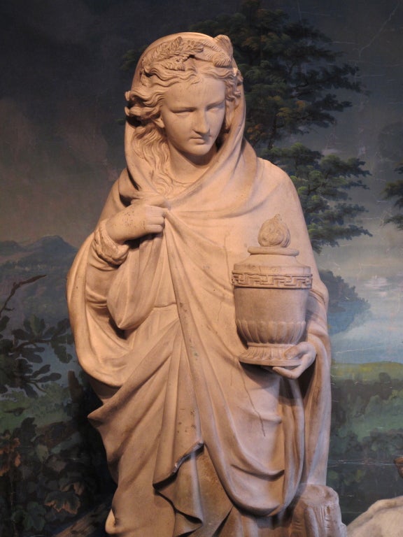 Exceptionally Rare Pair of Lifesize Stoneware Garden Statues at 1stDibs