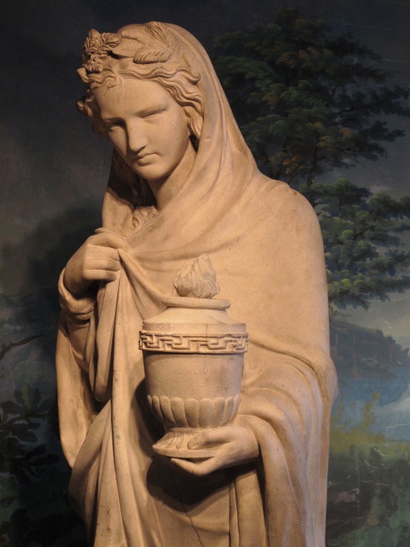 Exceptionally Rare Pair of Lifesize Stoneware Garden Statues at 1stDibs