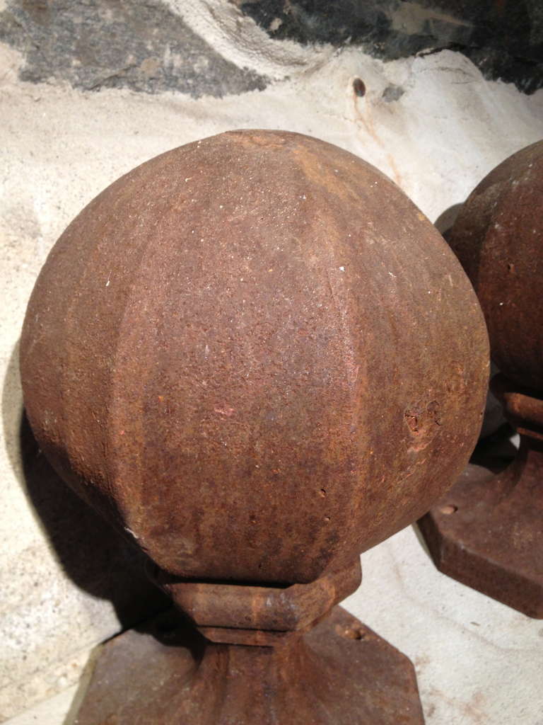 Pair of Unusual English Octagonal Cast Iron Finials at 1stDibs