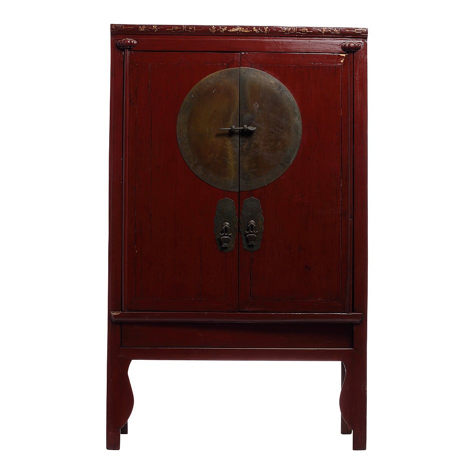 Antique Chinese Large Red Armoire at 1stDibs