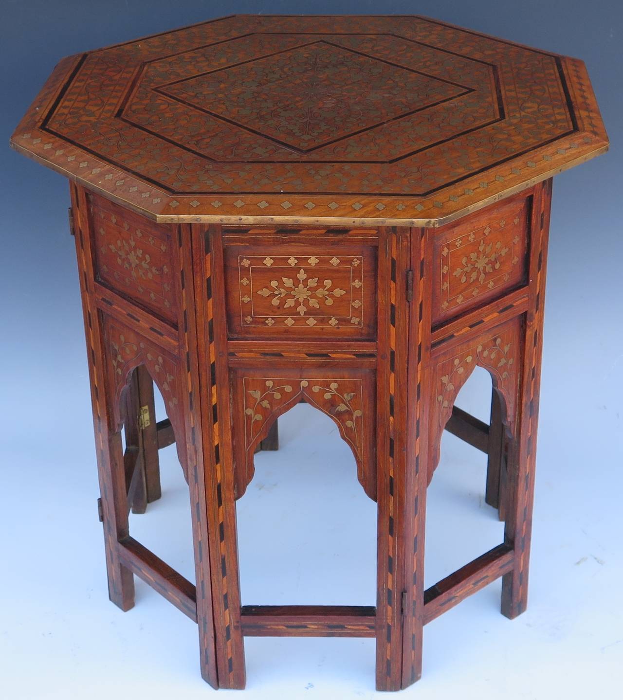 Very Nice Early 20th Century Anglo Indian Brass Inlay Side Table at 1stDibs