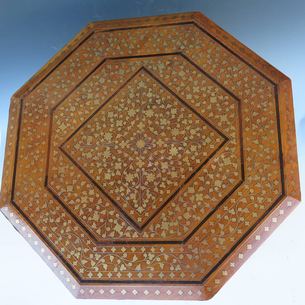 Very Nice Early 20th Century Anglo Indian Brass Inlay Side Table at 1stDibs