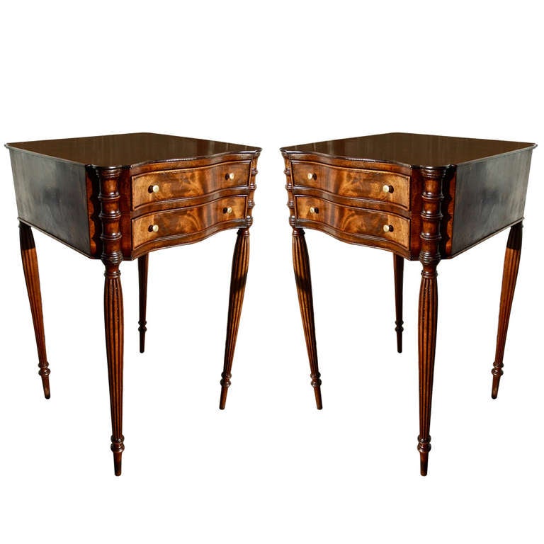 Pair Of Mahogany Federal Style End or Bed Side Tables at 1stDibs