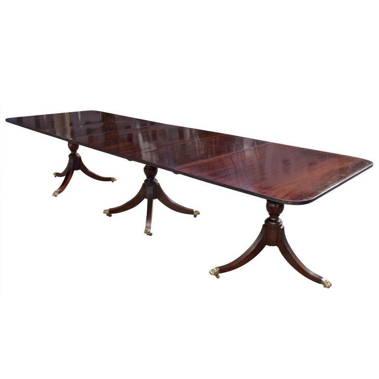 Nineteenth Century Mahogany Georgian Style Three Pedestal Dining Table ...