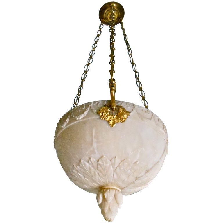 Russian Neoclassical Alabaster Hall Lantern at 1stDibs