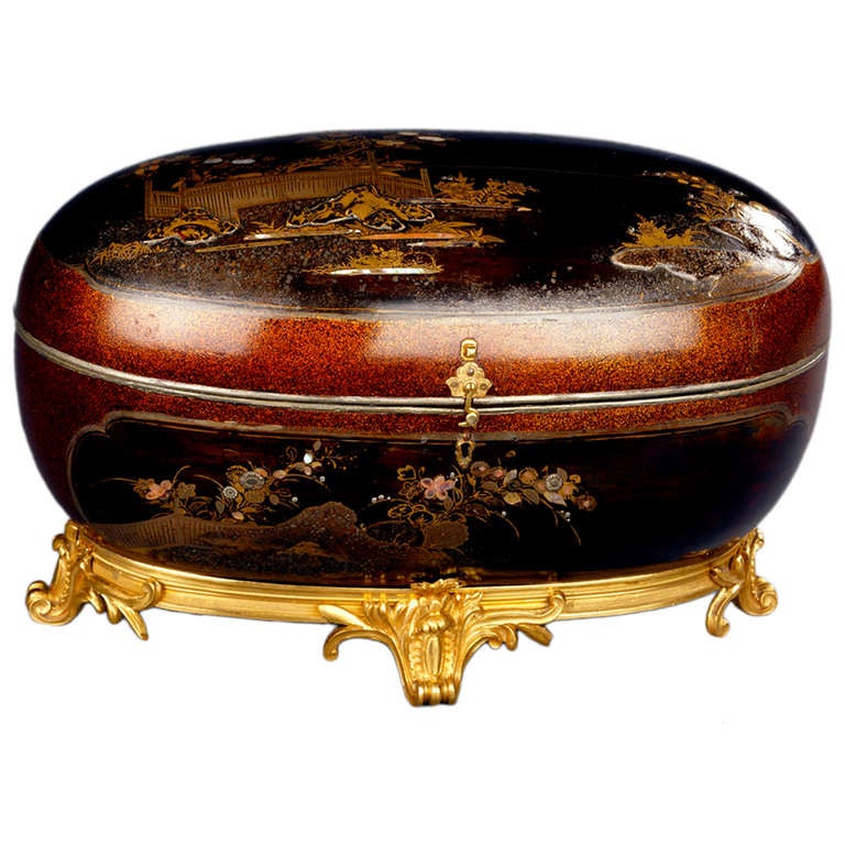 A Japanese Oval Lacquer Casket at 1stDibs