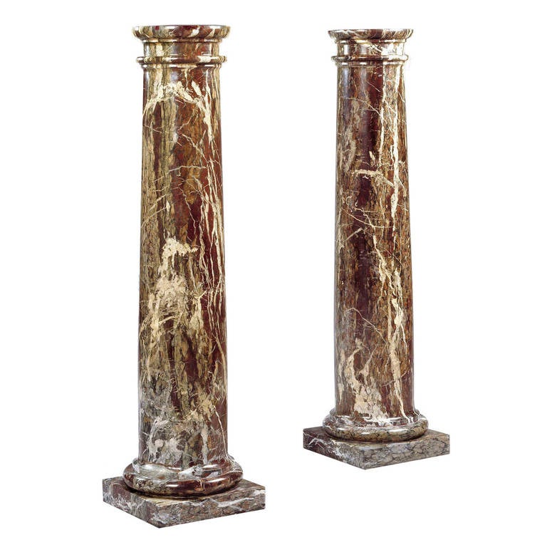 Pair of Rosso Levanto Columns For Sale at 1stDibs
