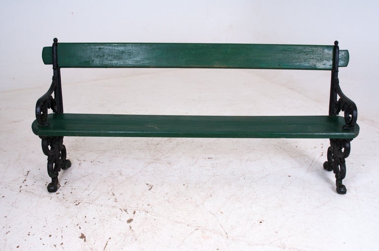 French Cast Iron and Painted Wood Bench at 1stDibs