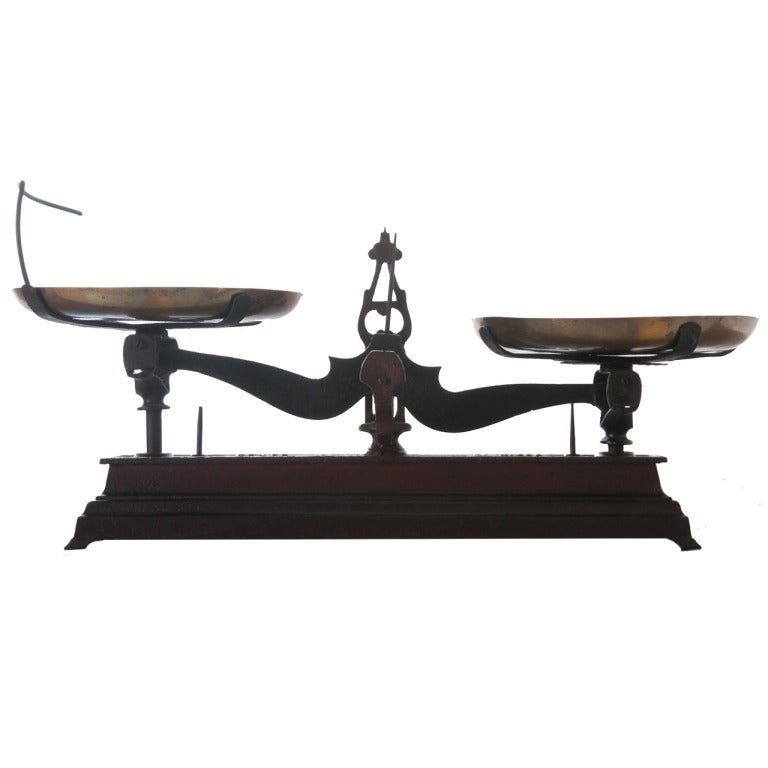 French 1920's Cast Iron and Brass Balance Scale at 1stDibs
