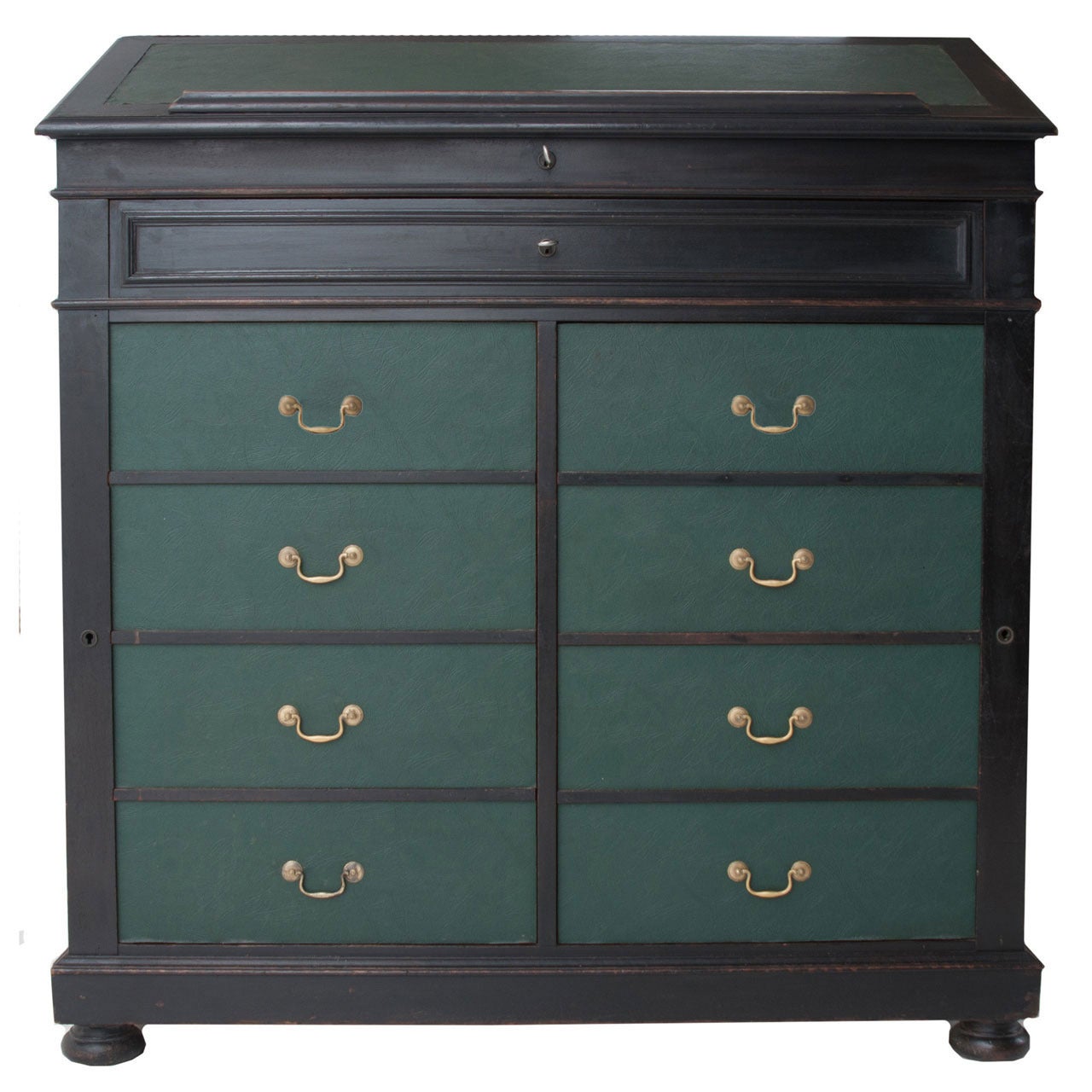 French 19th Century Black and Green Notary's Desk For Sale at 1stDibs