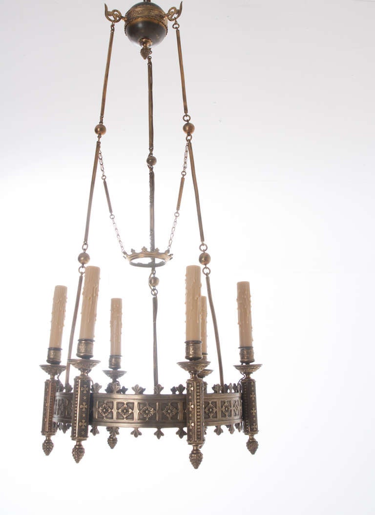 French 19th Century Gothic Revival 6 Light Chandelier with Crown at ...