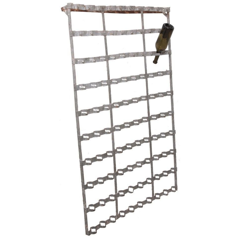 French 1920s Metal Wall Hanging Wine Bottle Rack at 1stDibs