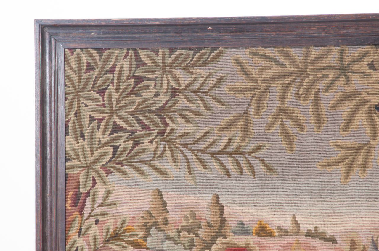 French Framed Colorful Needlepoint Tapestry at 1stDibs