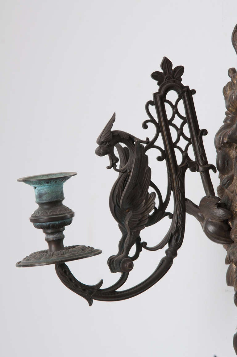 Scandinavian 19th Century Bronze Dragon Candelabra Mirror at 1stDibs