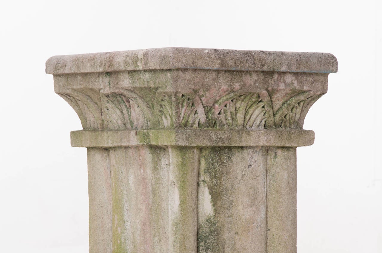 French Handsome Stone Carved Column or Pedestal at 1stDibs