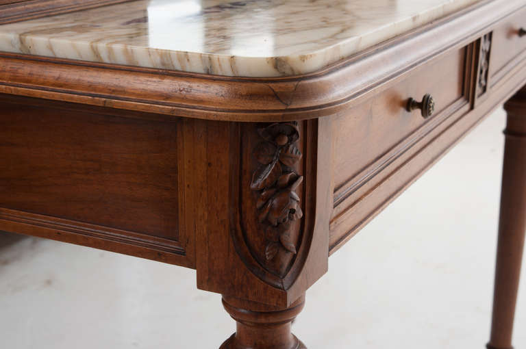 French 19th Century Marble-Top Dressing Table with Triptych Mirror at ...
