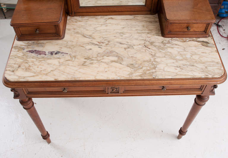 French 19th Century Marble-Top Dressing Table with Triptych Mirror at ...