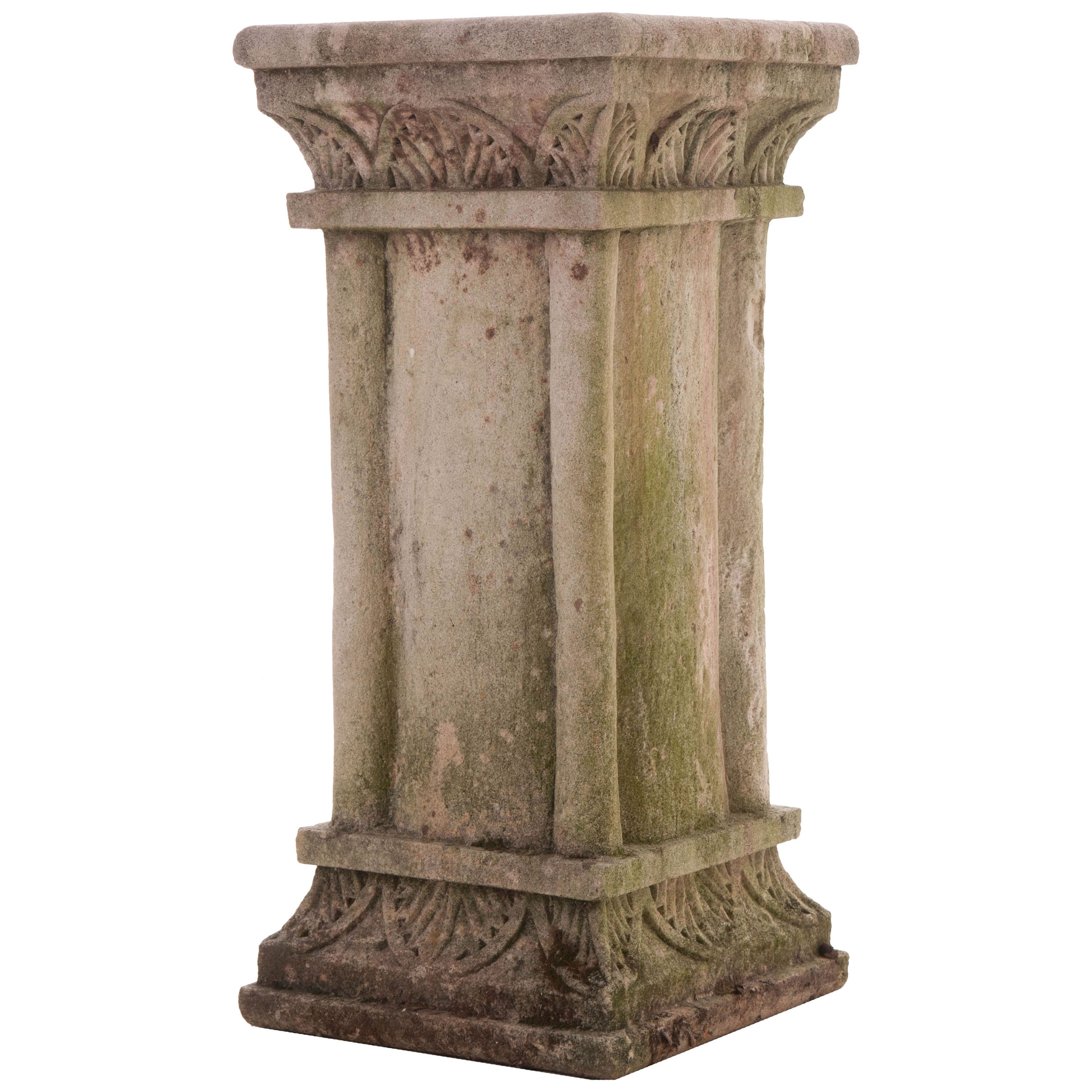 French Handsome Stone Carved Column or Pedestal at 1stDibs