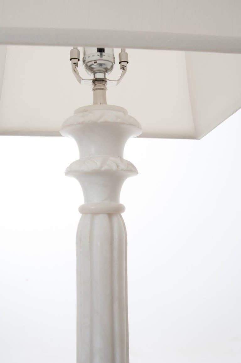 French Classical White Marble Column Lamp at 1stDibs