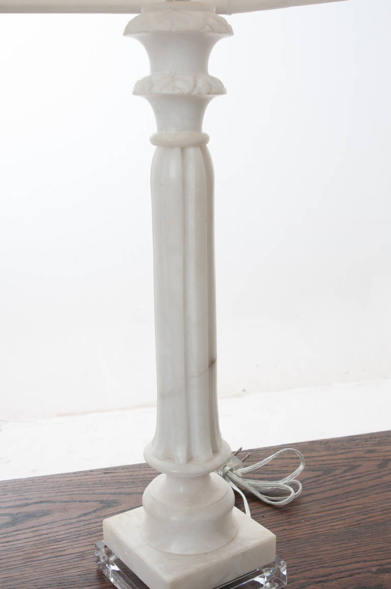 French Classical White Marble Column Lamp at 1stDibs