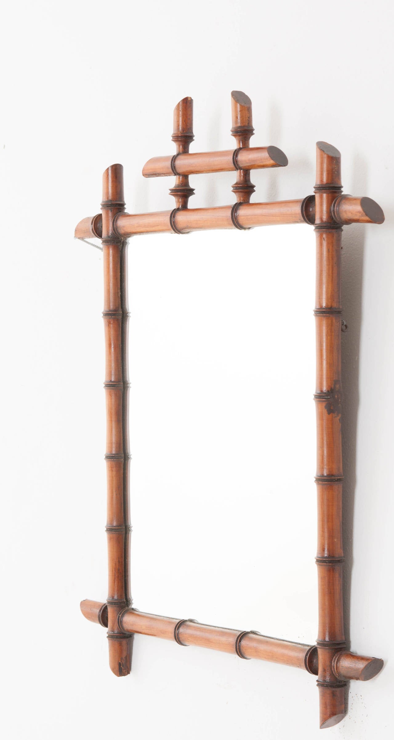 English Pine Faux Bamboo Mirror at 1stDibs