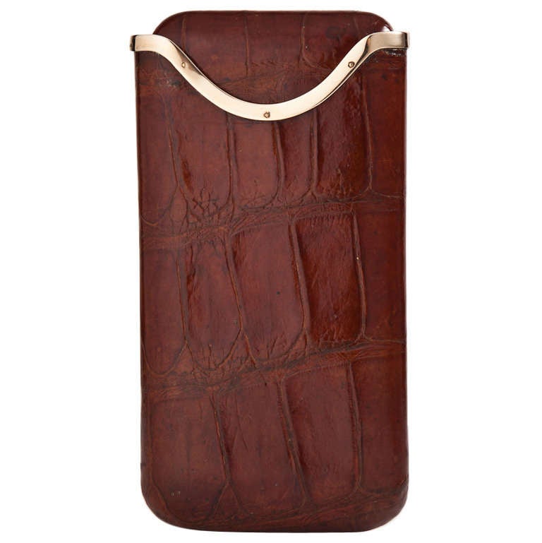 Superb Crocodile Leather and 9ct Gold Cigar Case by Asprey and Co ...