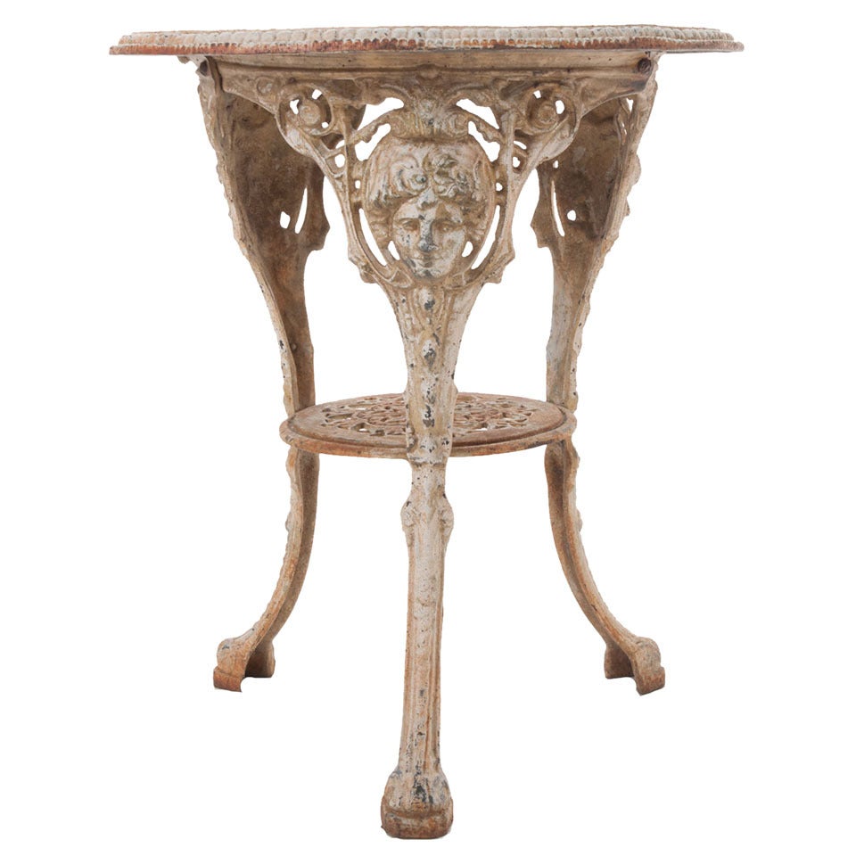French 19th Century Painted Cast Iron Decorative Garden Table at 1stDibs