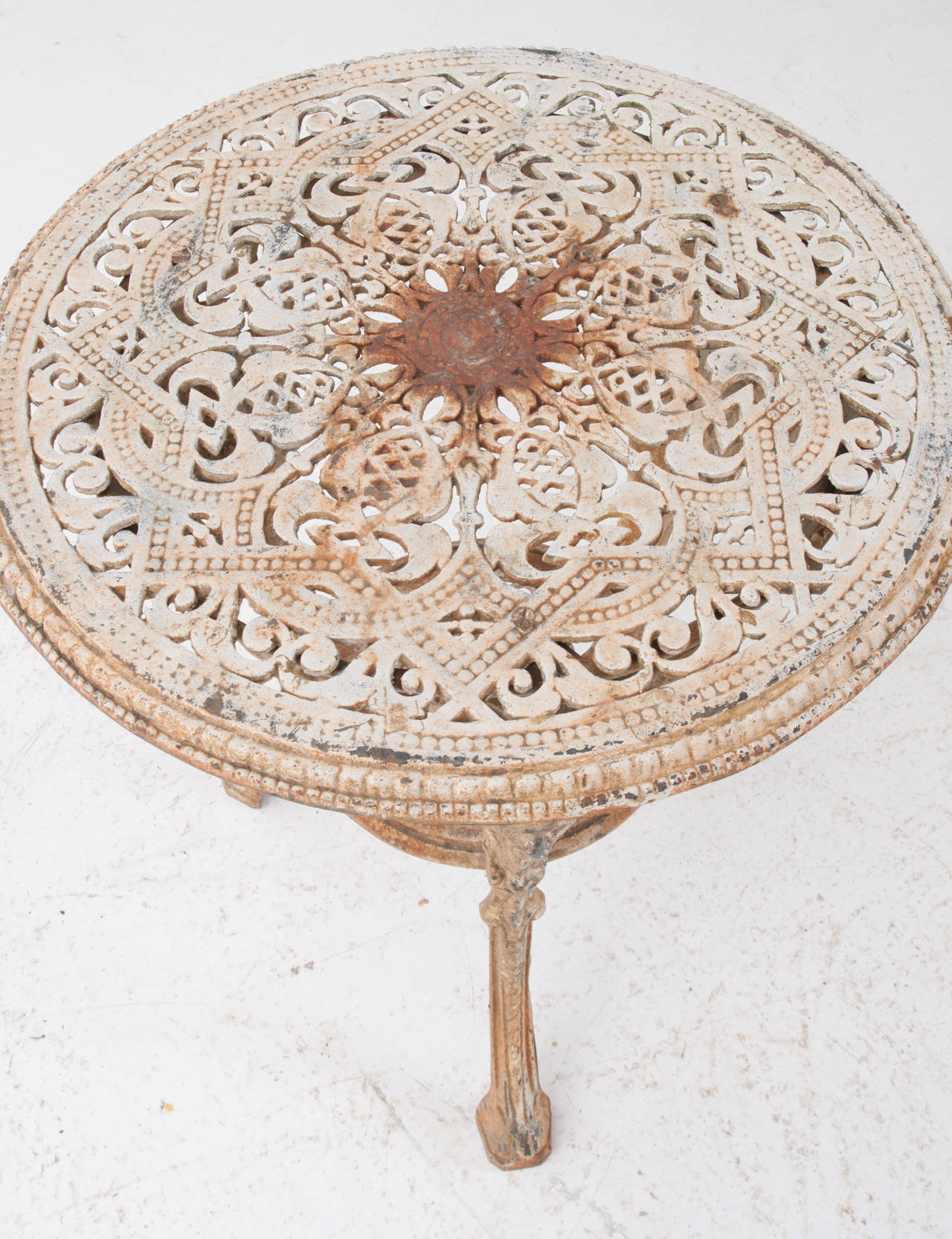 French 19th Century Painted Cast Iron Decorative Garden Table at 1stDibs