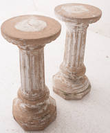 European Pair of 1920s Painted Stone Pillars at 1stdibs