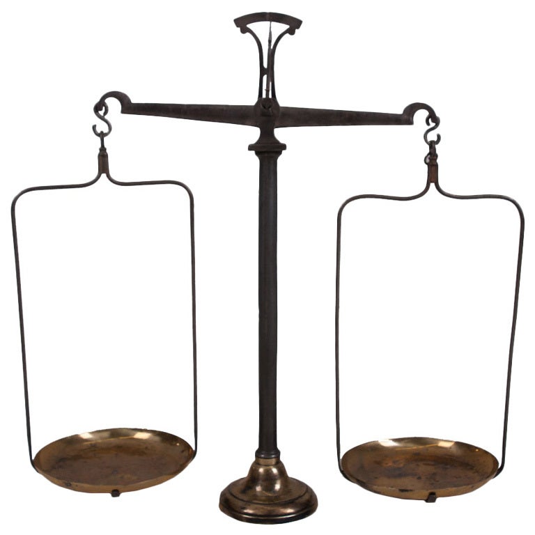French 19th Century Brass and Cast Iron Balance Scale at 1stDibs
