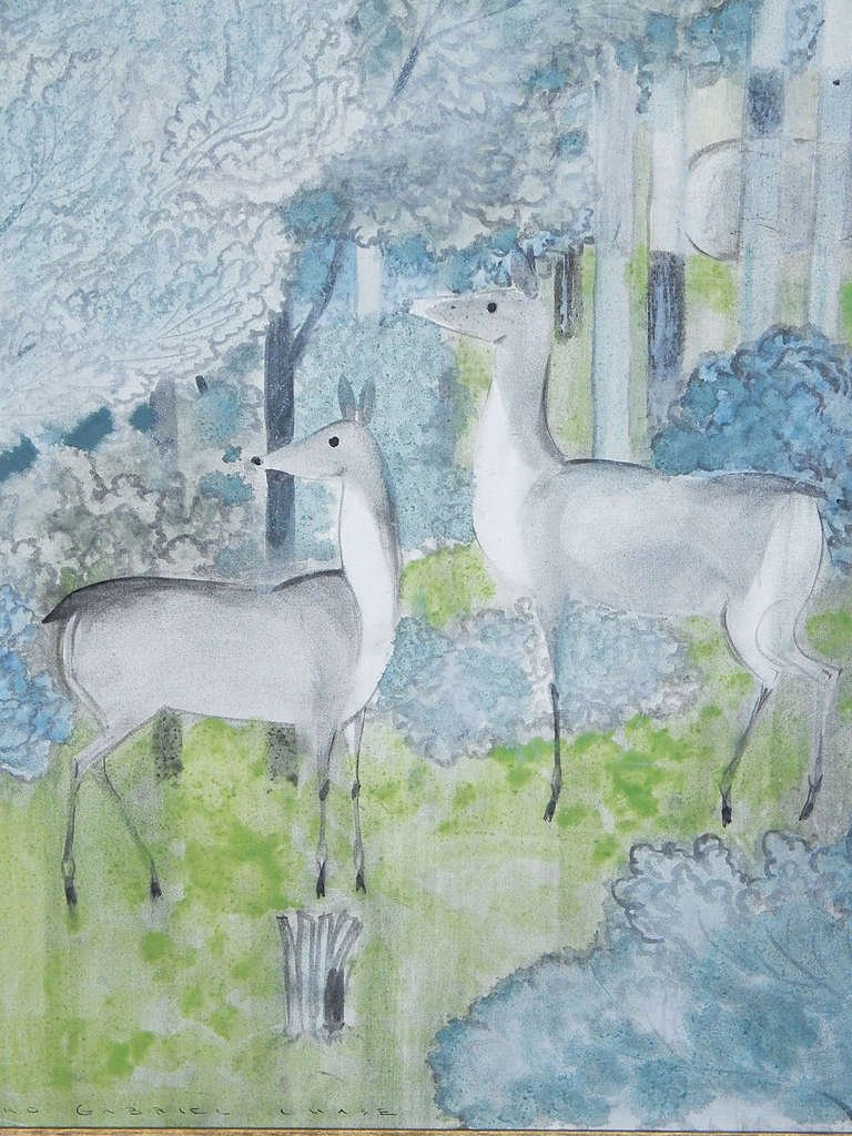 "Deers in the Glade, " Superb Art Deco Painting by Richard Gabriel ...