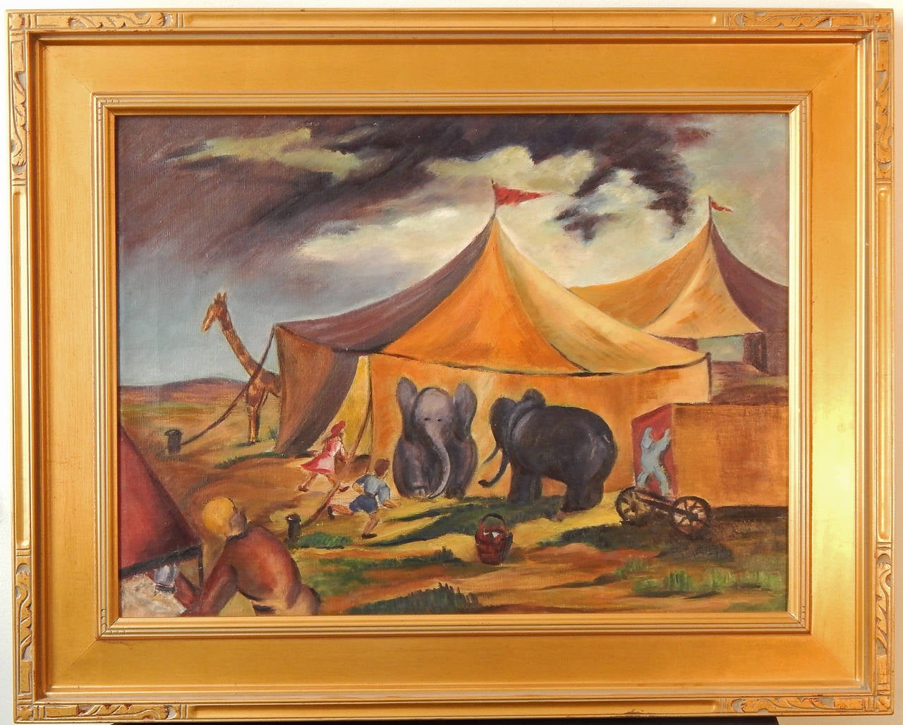 "Circus Is in Town," Superb Social Realist Painting by Anne Walker ...