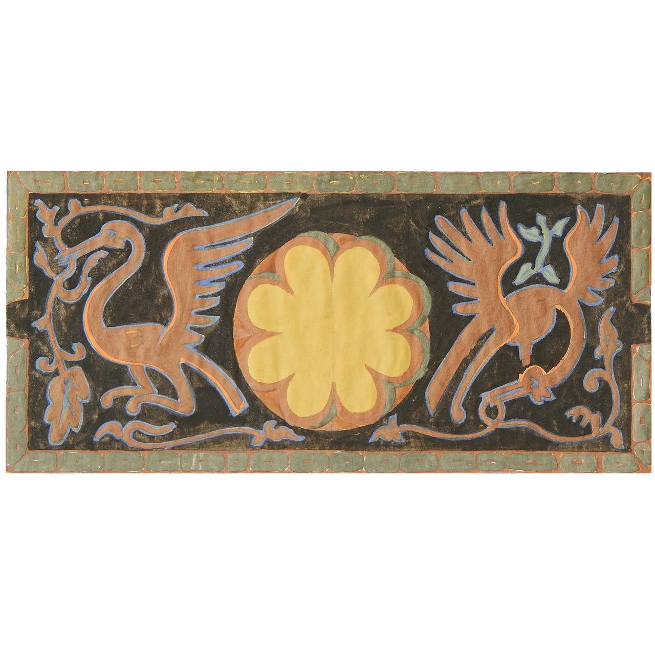 Exotic Bird Frieze, Art Deco Decorative Painting by Dunbar Beck For ...