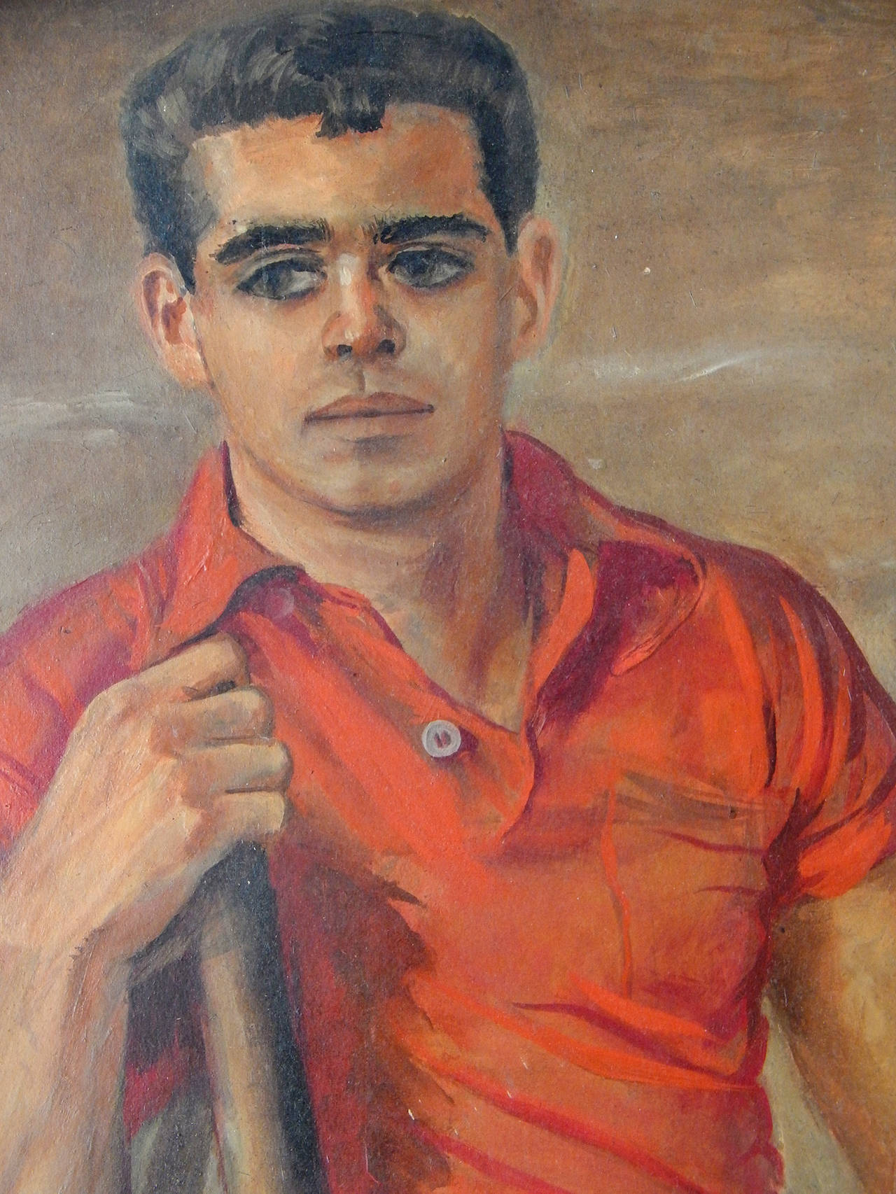 "Youth in Red Polo, " Portrait of Seated Male Figure, 1950s at 1stDibs ...