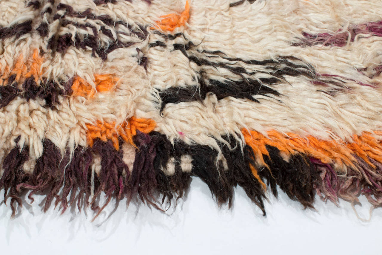 A Vintage Primitive Beni Ourain Rug With Animal Pelt Design 6X10.8 at ...