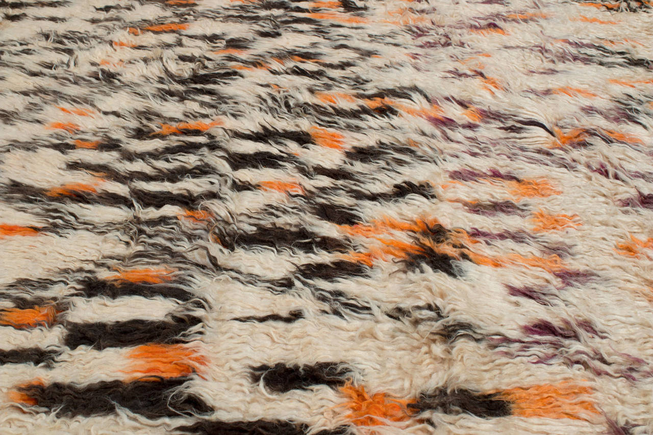 A Vintage Primitive Beni Ourain Rug With Animal Pelt Design 6X10.8 at ...