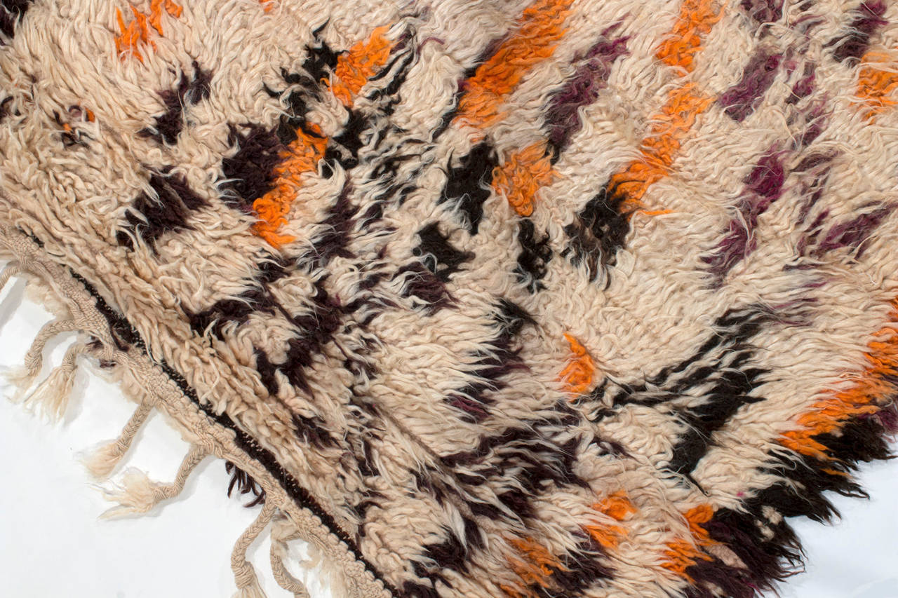 A Vintage Primitive Beni Ourain Rug With Animal Pelt Design 6X10.8 at ...