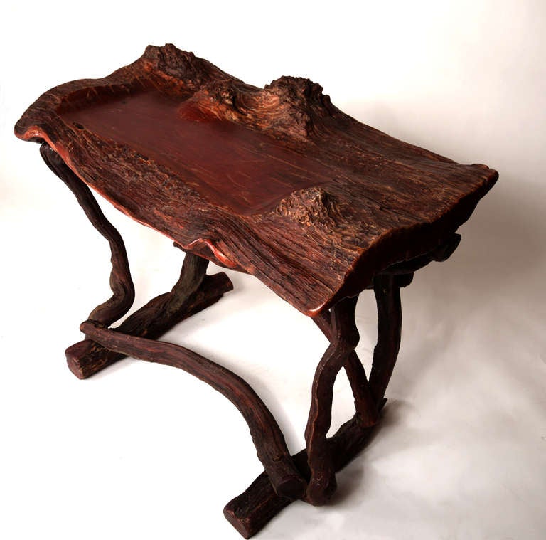 Sculptural Redwood Desk at 1stDibs