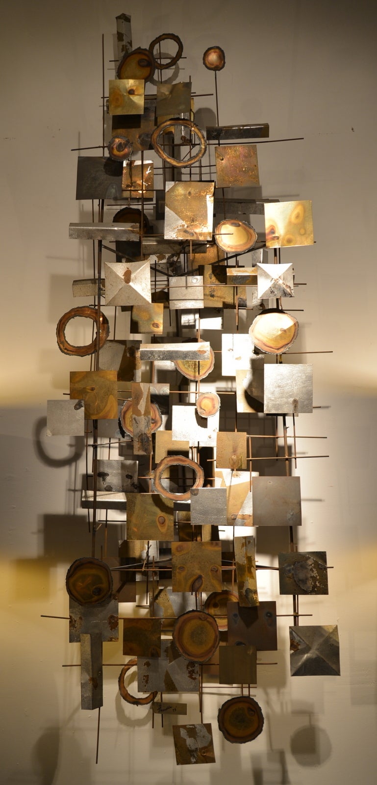1970s Mixed Metals Geometric Collage Sculpture at 1stDibs