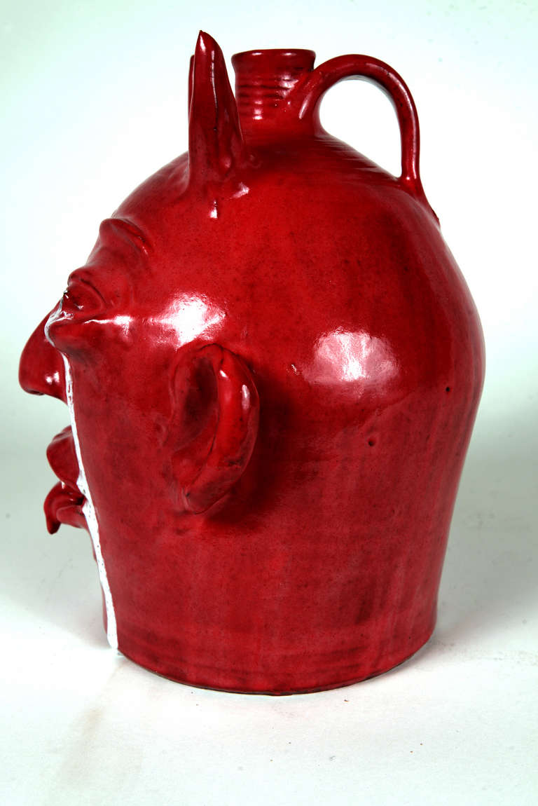 Folk Art Red-Glazed Devil Jug at 1stDibs