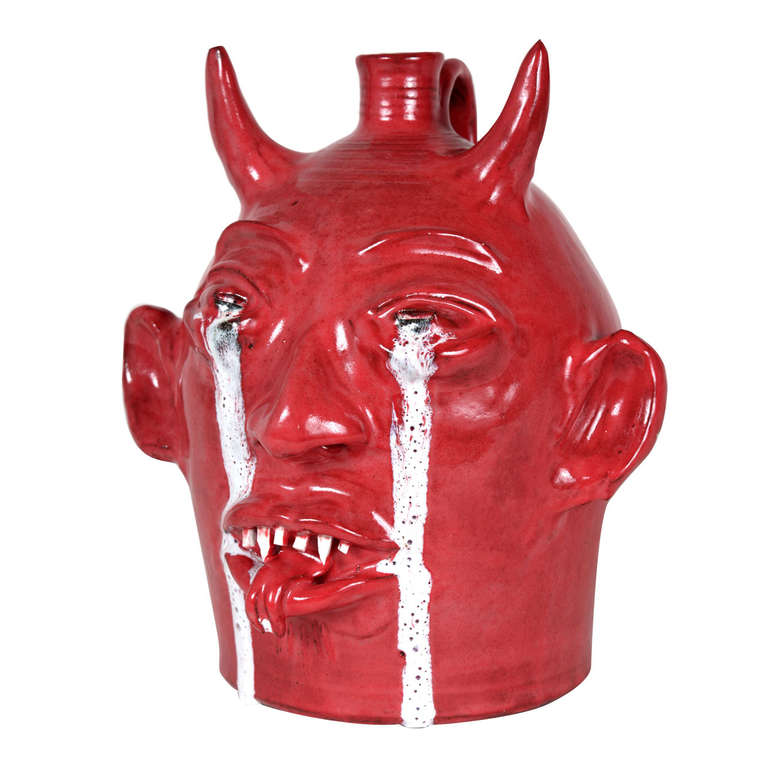 Folk Art Red-Glazed Devil Jug at 1stDibs