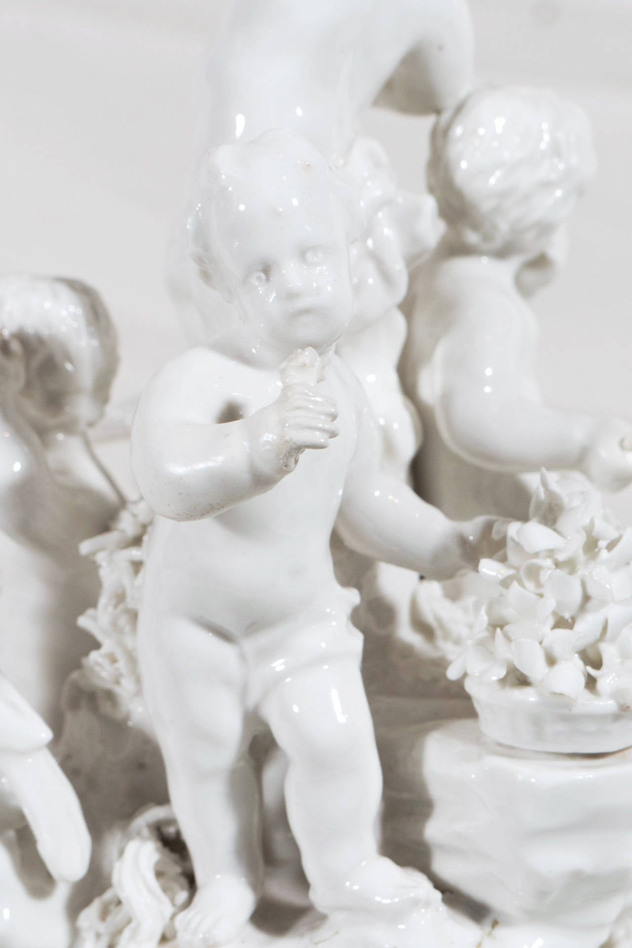 18th Century Unpainted Orleans Porcelain Group Representing "The 5 ...