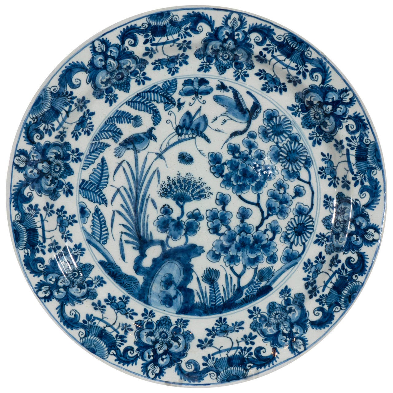 Large 18th Century Dutch Delft Blue and White Charger at 1stDibs