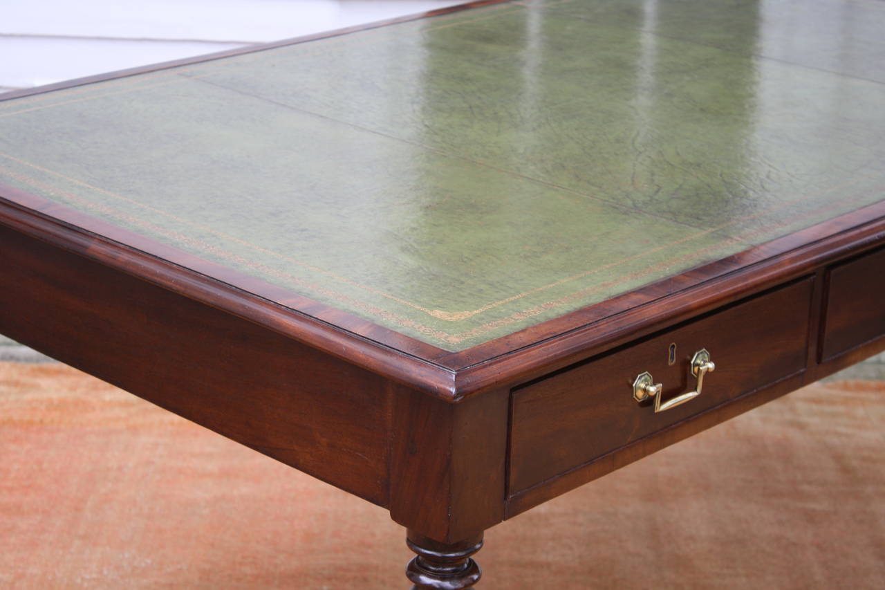 Edwardian Leather-Top Library Table at 1stDibs