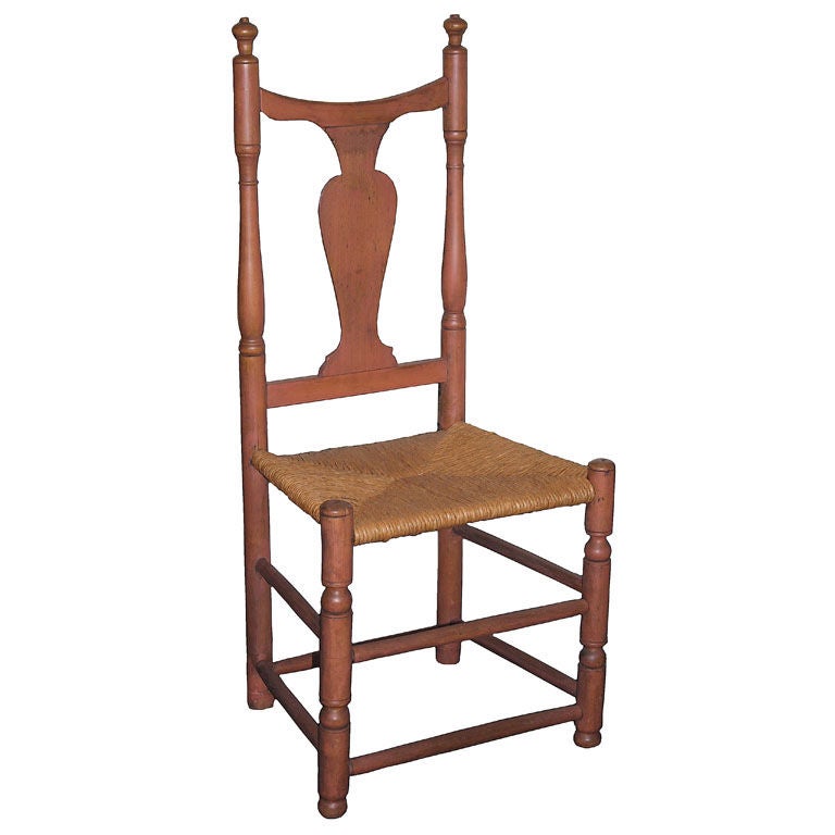 Massachusetts Baluster Splat Salmon Painted Chair at 1stDibs