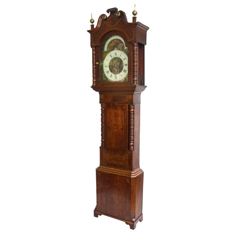 Scottish Sheraton Tall Case Clock - "Parting of Lot and Abraham" at 1stDibs