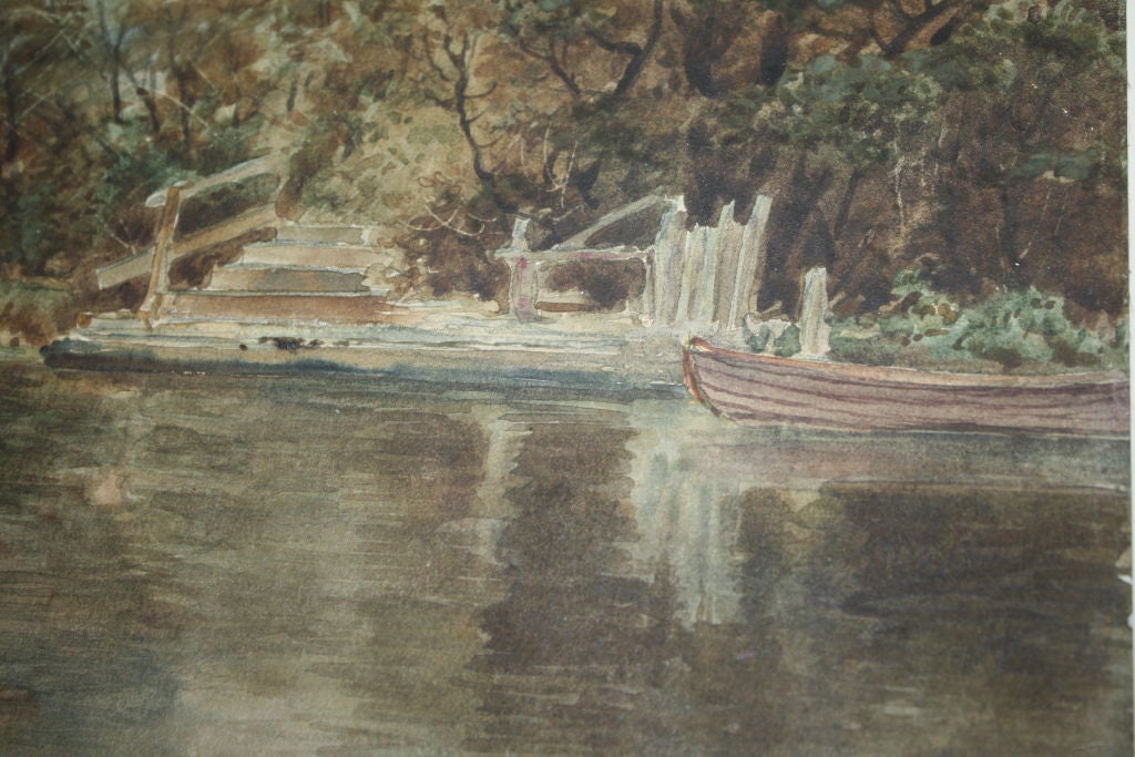 "Dutch River Scene" W. C. Bauer Watercolor Landscape For Sale at 1stDibs